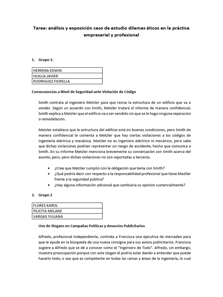 Tarea CO - Caso de Estudio Dilemas Éticos | PDF