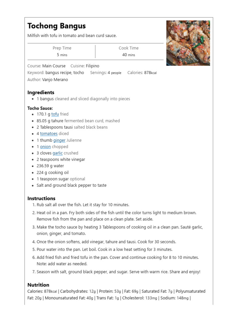 Tochong Bangus | PDF