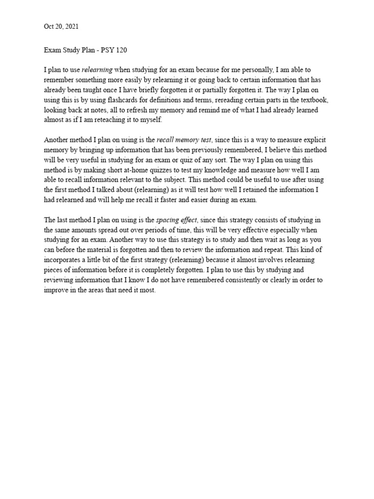 psy 120 - memory assignment | PDF