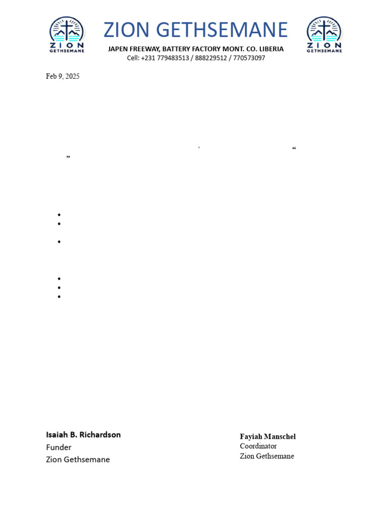 ZION GETHSEMANE Life Changing Letter | PDF