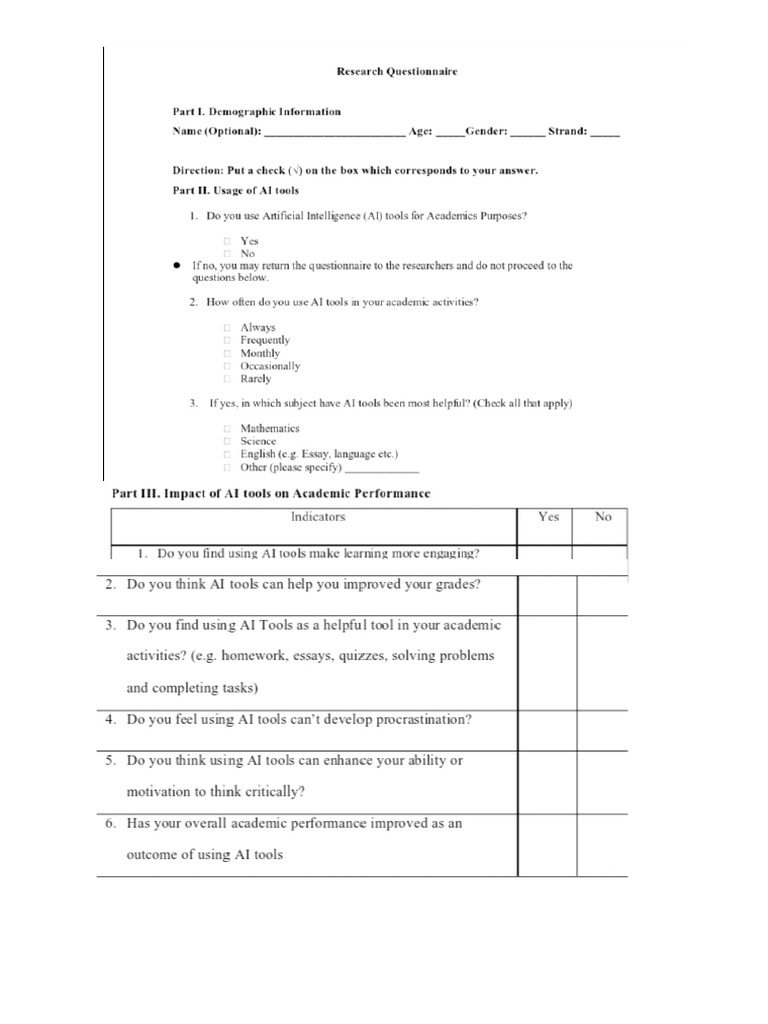 Questionnaire | PDF