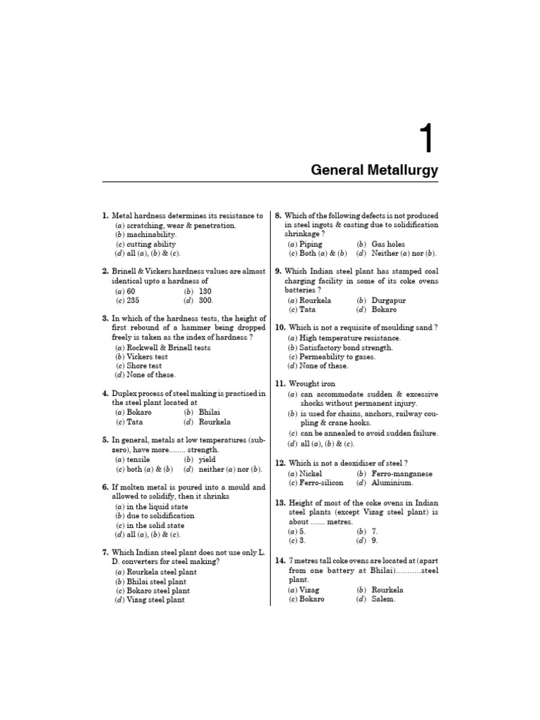 Essential Metallurgy Concepts Quiz | PDF | Steel | Alloy
