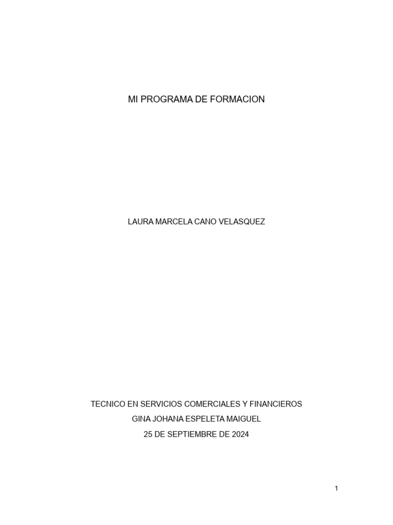 MI PROGRAMA DE FORMACION Laura Cano | PDF