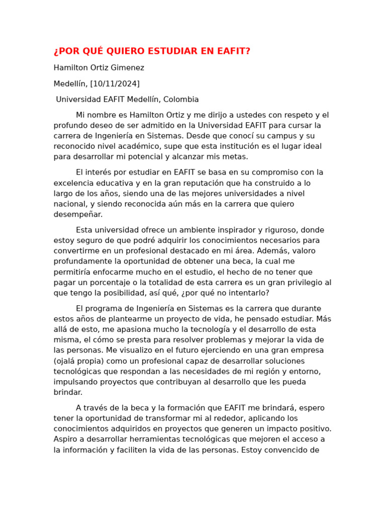 Carta Eafit | PDF