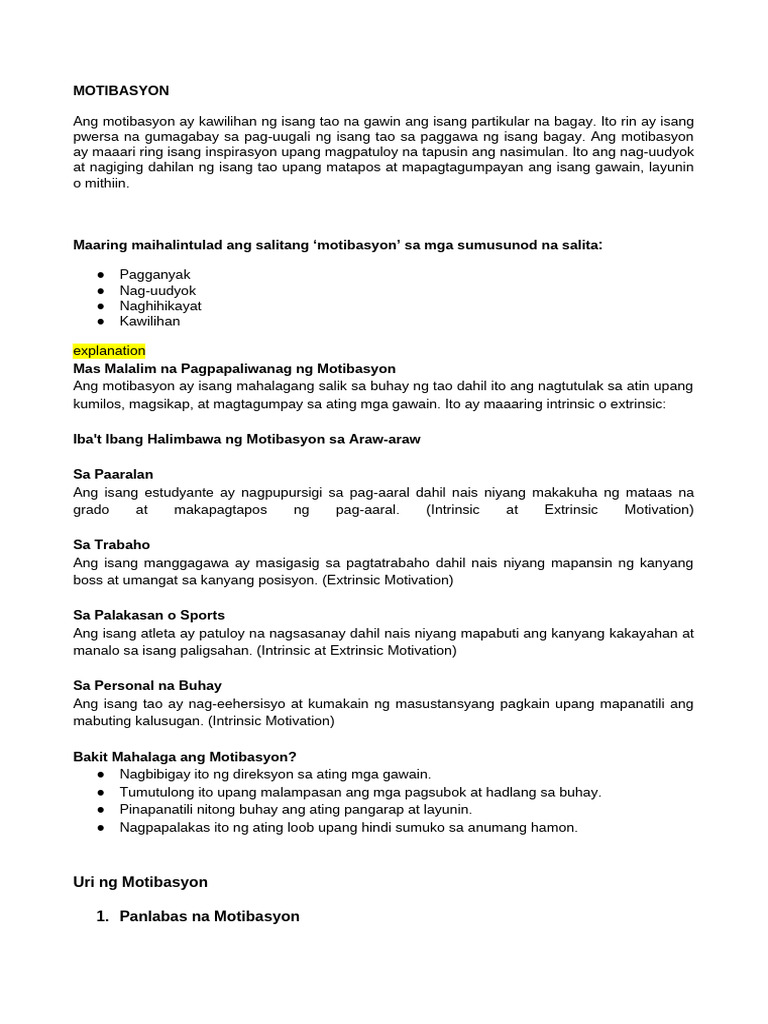 MOTIBASYON | PDF