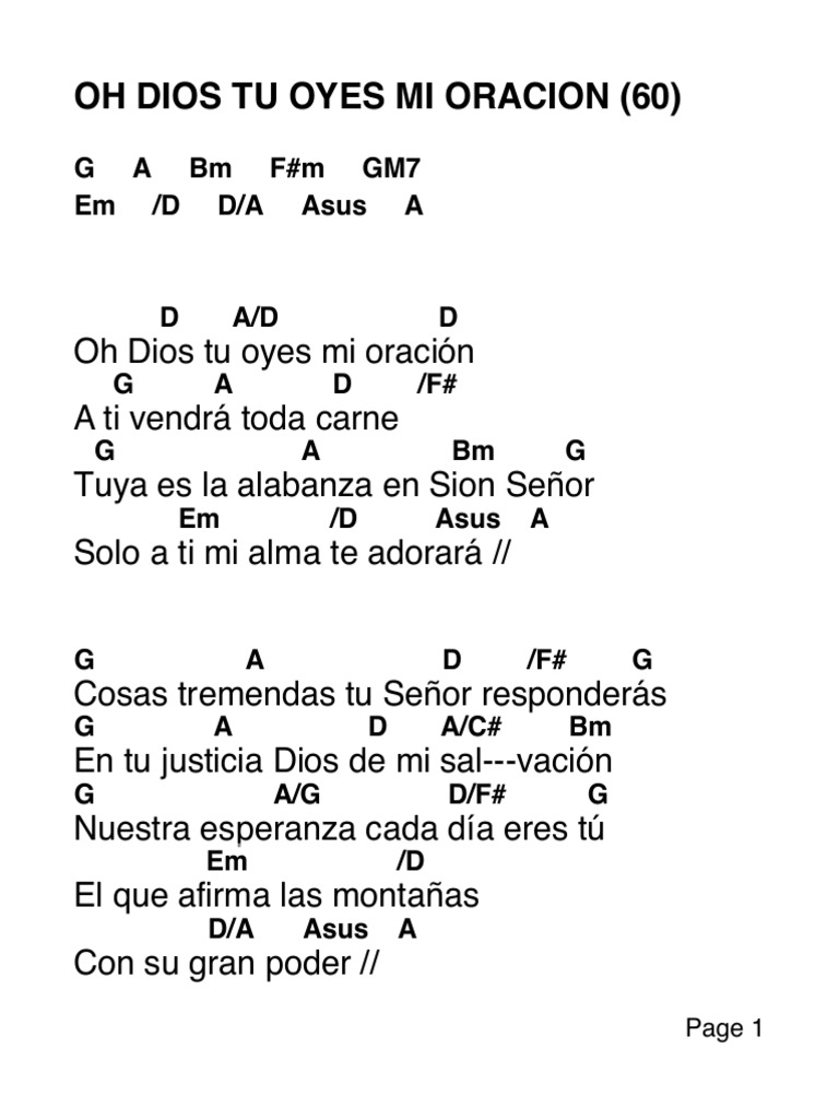Oh Dios Tu Oyes Mi Oración | PDF