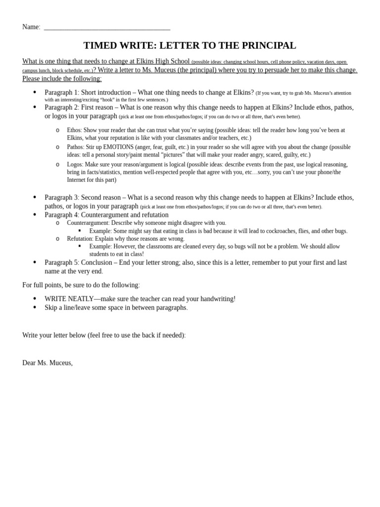 Persuasive Letter to Principal Muceus | PDF | Logos