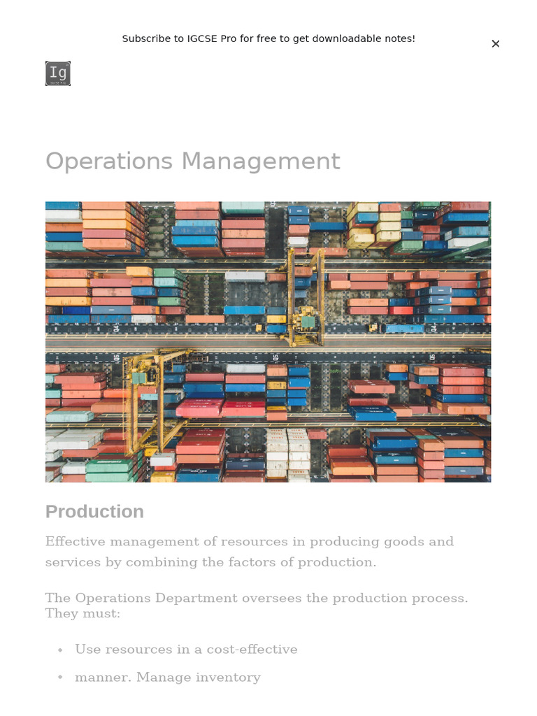 Operations Management - IGCSE Business Revision Notes | PDF | Lean ...