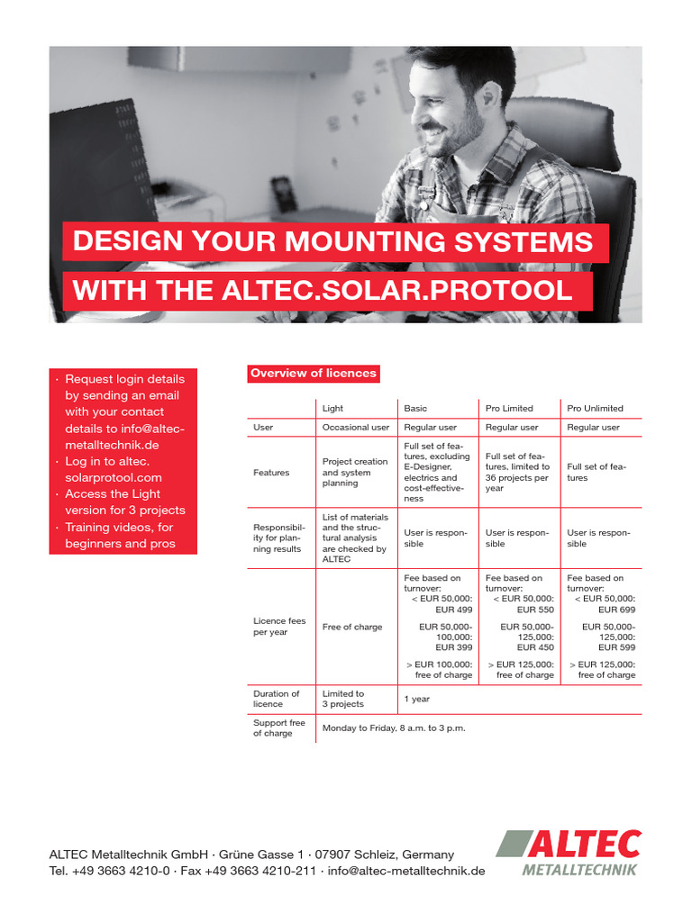 ALTEC_PV_Mounting systems_PS_altec_Solar-Protool | PDF