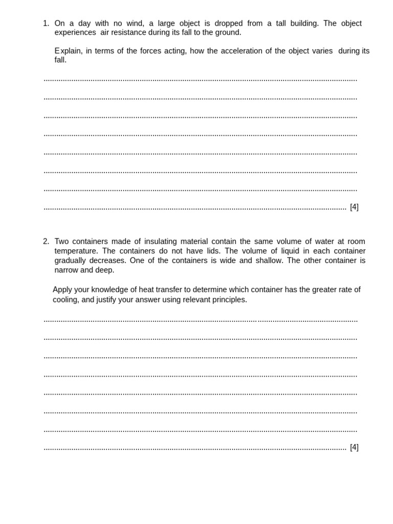 Bloom's Taxonomy Questions - For Students | PDF | Waves | Water