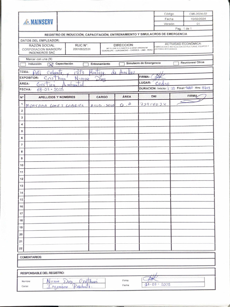 Capacitacion - MONCADA GABRIEL | PDF