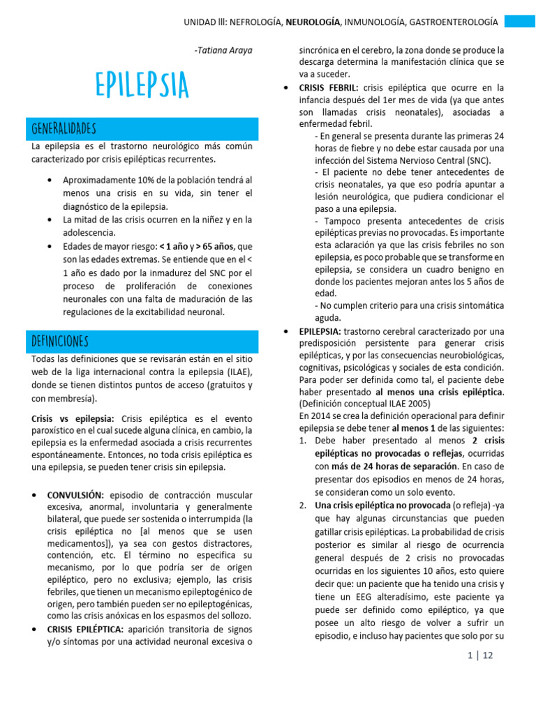 Generalidades sobre la Epilepsia y Crisis Epilépticas | PDF | Epilepsia ...