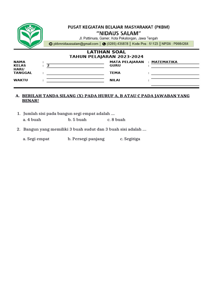 Soal Latihan Pat | PDF