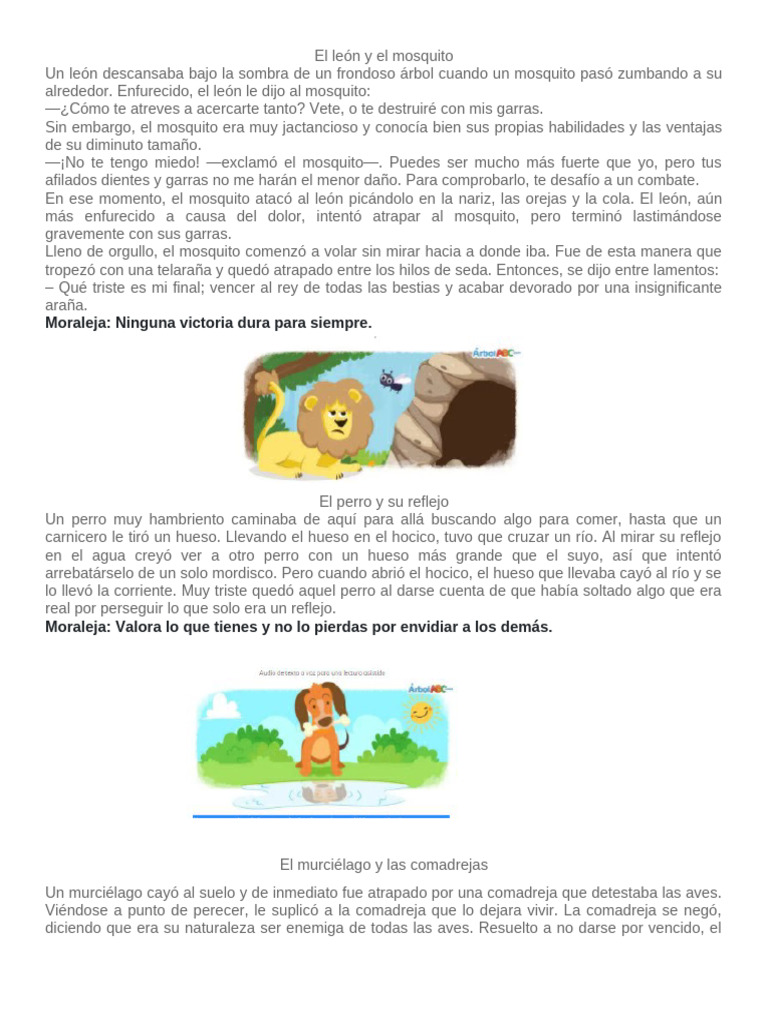 10 Moralejas con Enseñanzas Clave | PDF | Murciélago | Aves