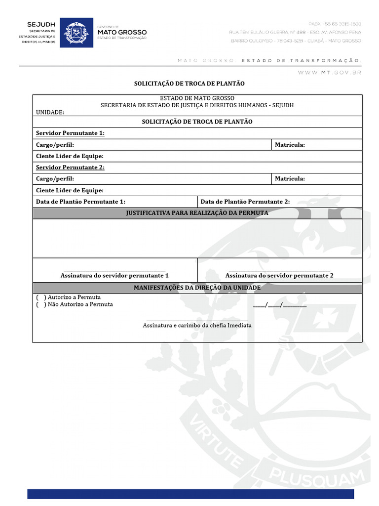 Formulario de Troca de Plantão | PDF