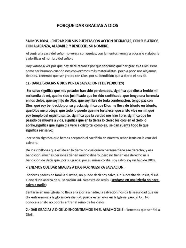 7 Razones Porque Dar Gracias A Dios | PDF | Cristo (título) | Salvación