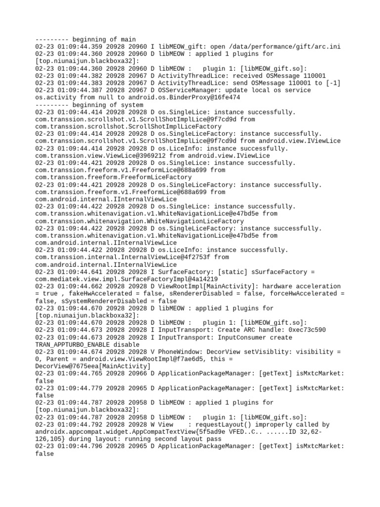 Top - Niunaijun.blackboxa32 Logcat | PDF | Software | Computing