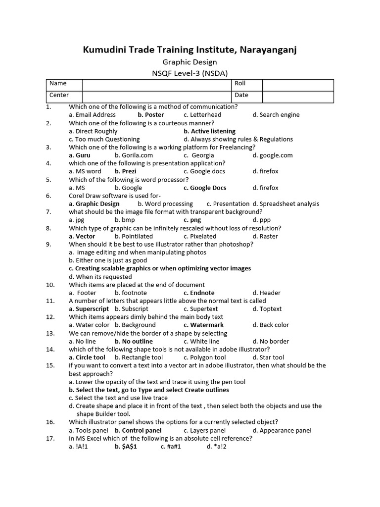NSDA Level 3 Graphic Design Exam Questions | PDF | World Wide Web ...