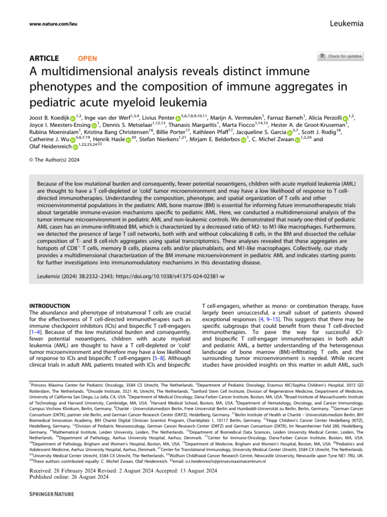A Multidimensional Analysis Reveals Distinct Immune Phenotypes and The ...