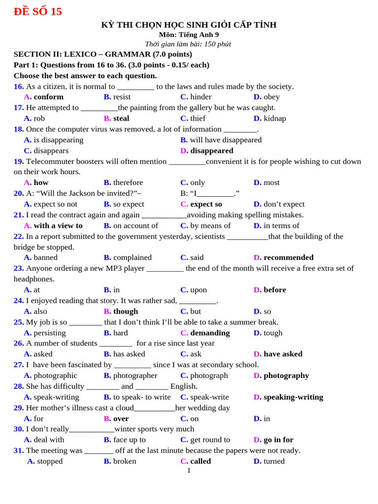 English 9 Provincial Exam Paper | PDF | Ion | Electric Current