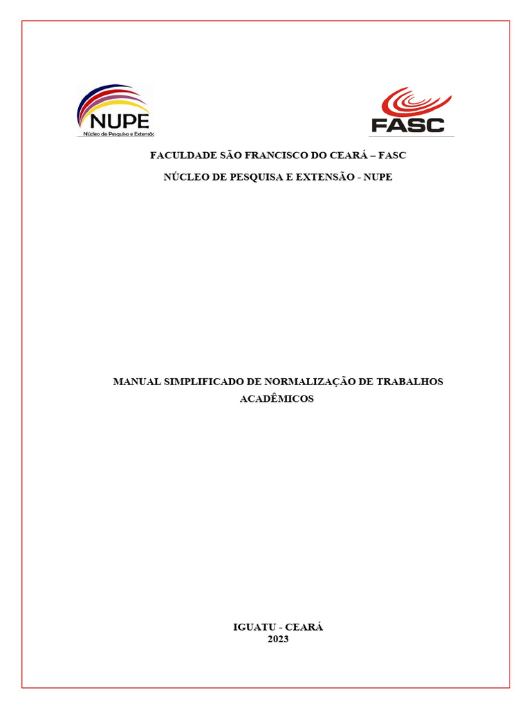 Manual de Normalização - Fasc 2023 | PDF | Publicação