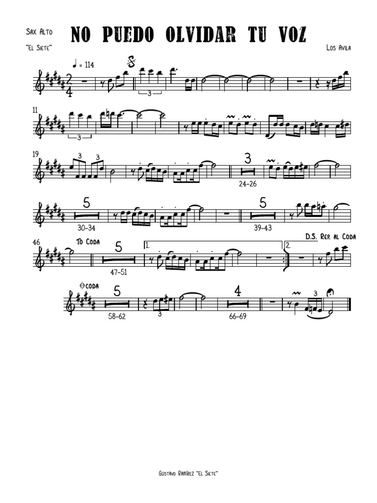 No Puedo Olvidar Tu Voz - Sax Alto | PDF