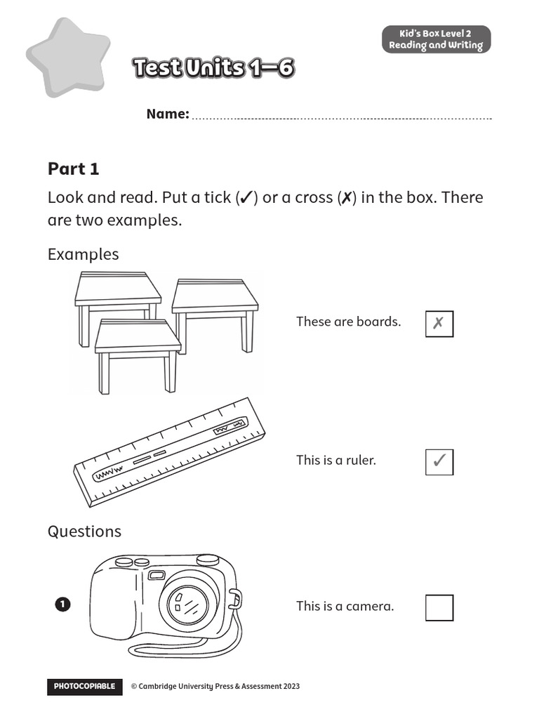 KidsBox - Level 2 - Test - Units - 1-6 - Reading - and - Writing - 1 | PDF