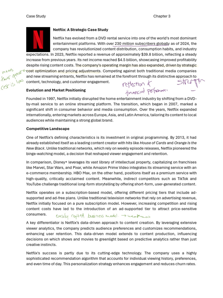 Chapter 3 - Netflix Case Study | PDF | Netflix | Streaming Media