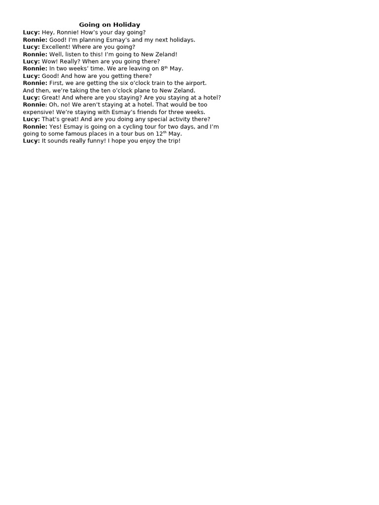 Going On Holiday - Present Continuous For The Future | PDF