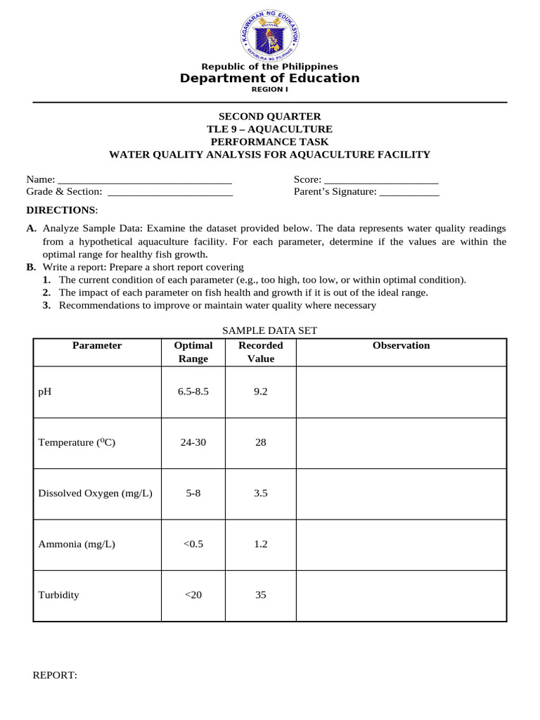 Q2 PT1 (Water Quality Parameters | PDF | Water Quality | Water