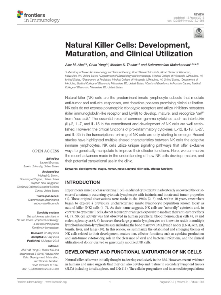 Natural Killer Cells - Development, Maturation, and Clinical ...