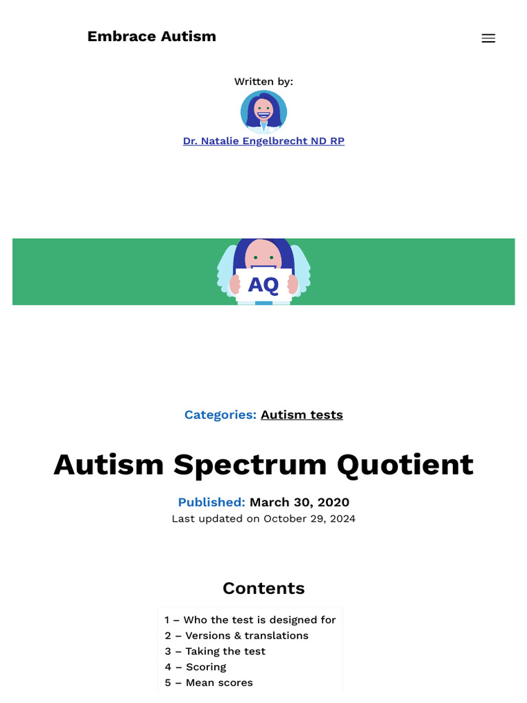 Autism Spectrum Quotient - Embrace Autism | PDF