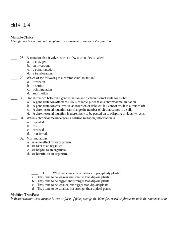 14.4 Revision Sheet | PDF | Mutation | Point Mutation
