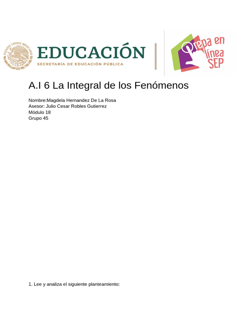 A.I 6 La Integral en Los Fenómenos | PDF