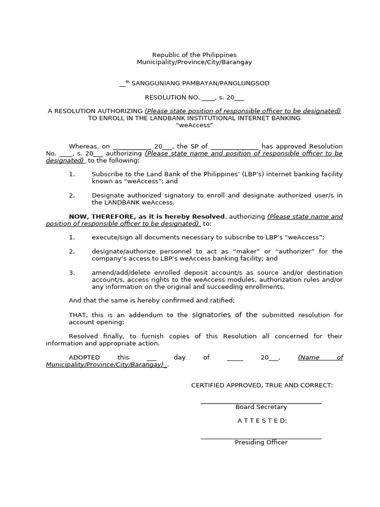 Resolution for weAccess Enrollment | PDF