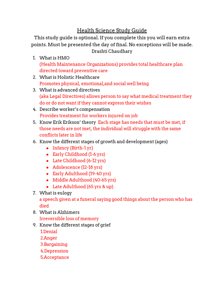 Health Science Final Test Study Guide | PDF | Pediatrics | Animal Viral ...