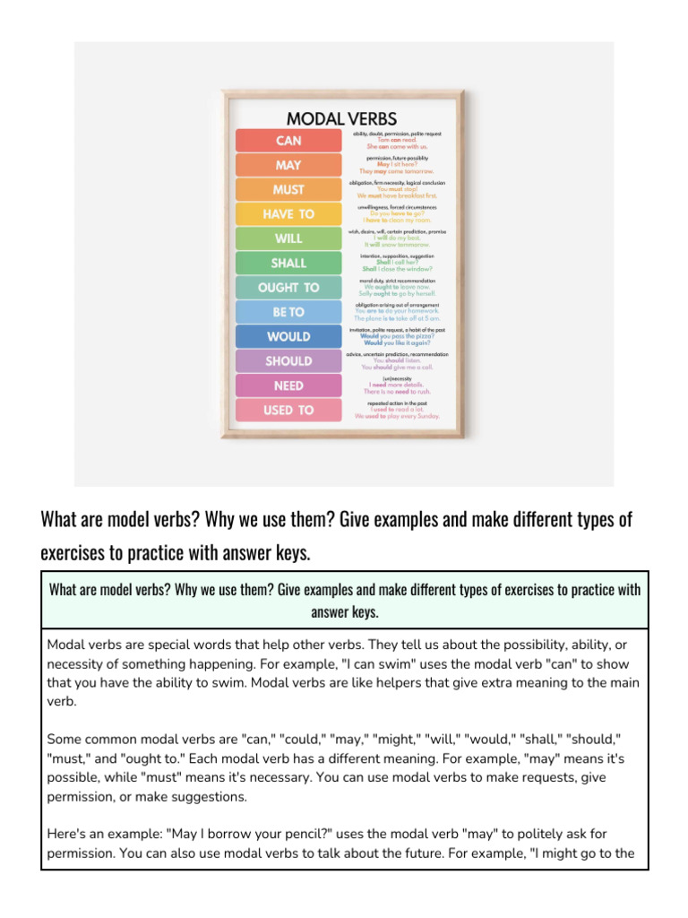 What Are Model Verbs - Why We Use Them - Give Examples and Make ...
