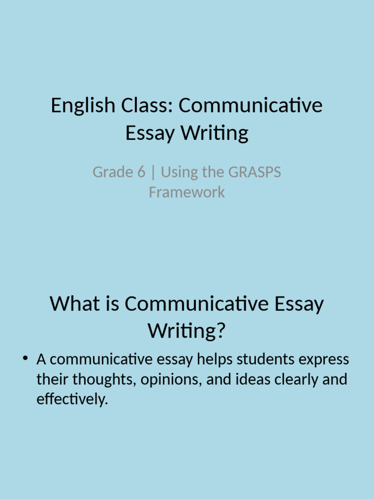 Grade 6 Communicative Essay Guide | PDF