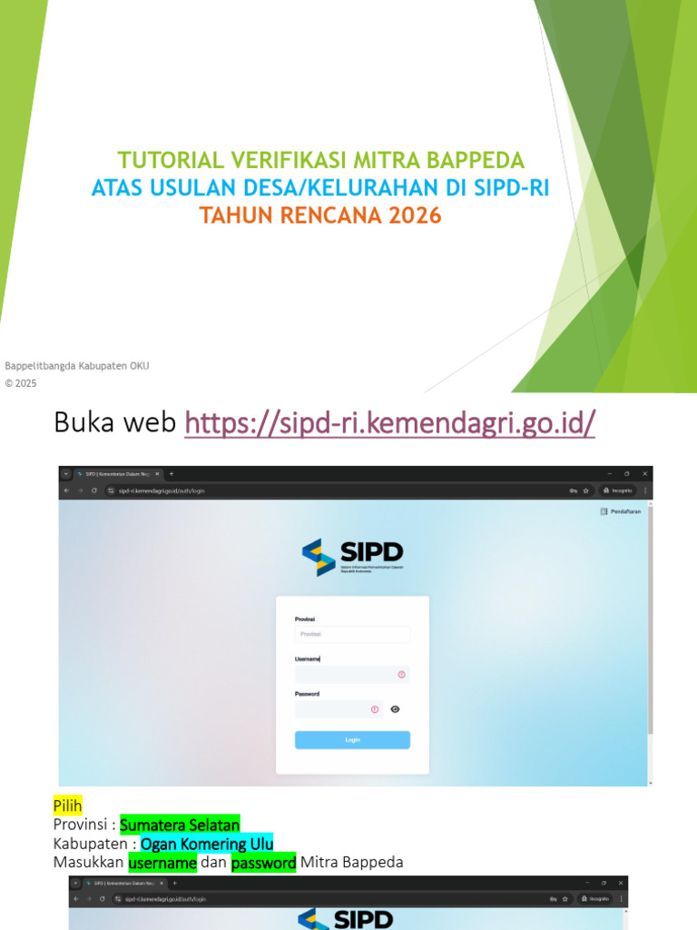 Tutorial Verifikasi Mitra Bappeda | PDF