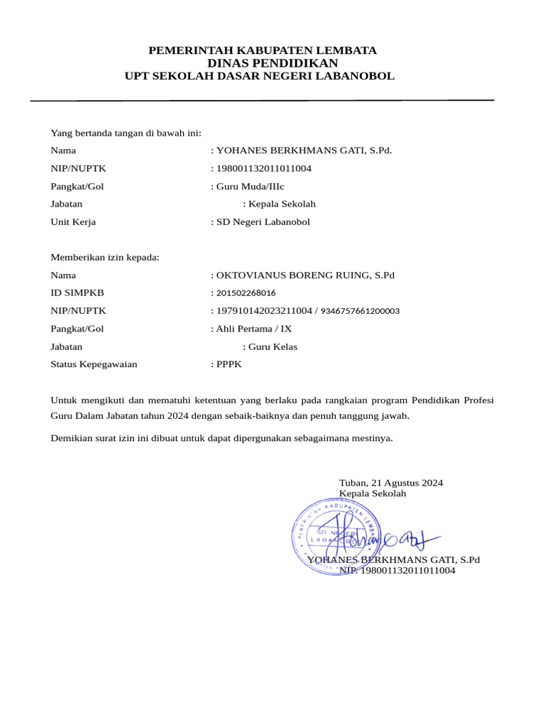 Surat Ijin Atasan | PDF