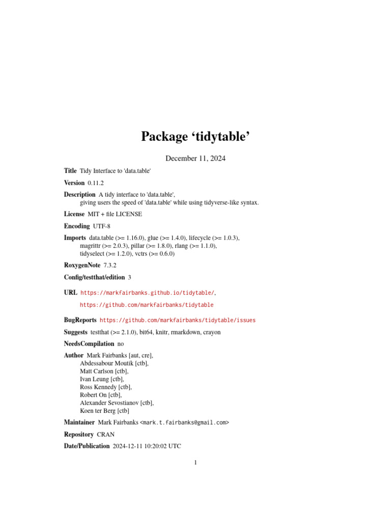 tidytable | PDF | Function (Mathematics) | Parameter (Computer Programming)