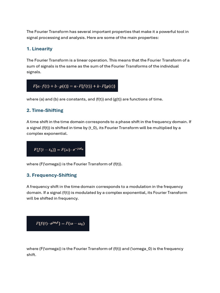 Properties of Fourier Transform | PDF | Fourier Transform | Convolution