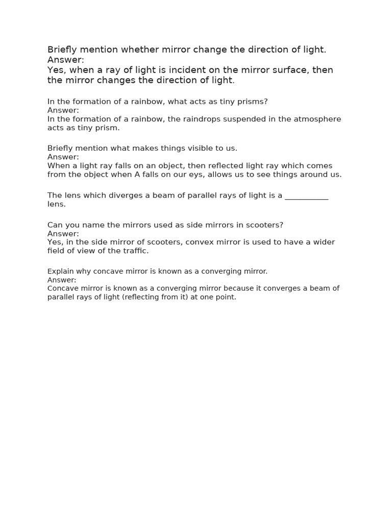 Light and Mirrors Explained | PDF