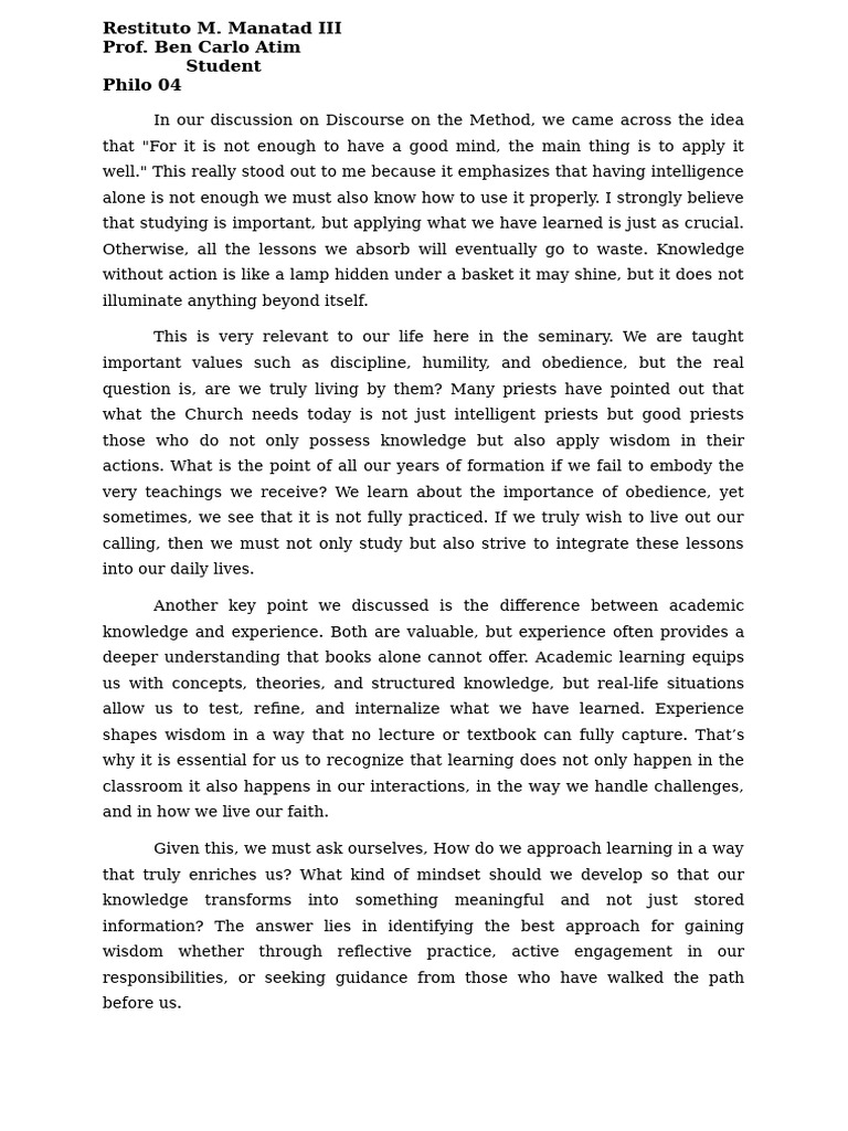 Insight by Restituto Manatad | PDF | Knowledge | Wisdom