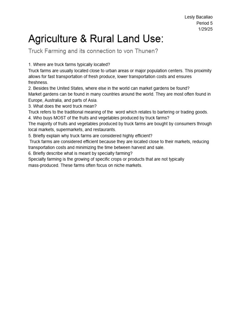 Agriculture & Rural Land Use | PDF