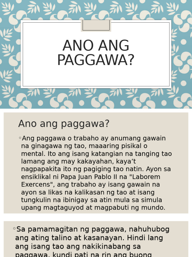 Ano Ang Paggawa? | PDF
