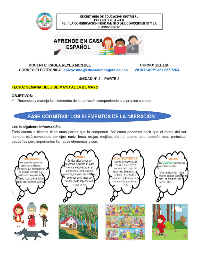 Unidad #2 Parte 2 Los Elementos de La Narración | PDF