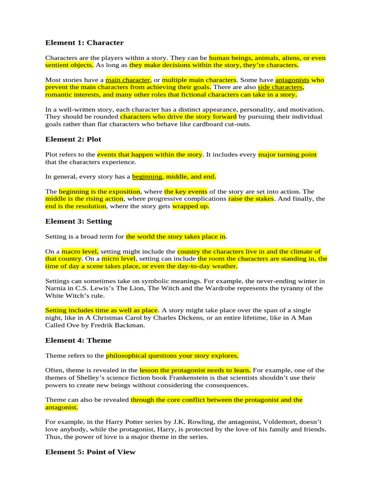 elements of Story | PDF | The Hunger Games | Narration