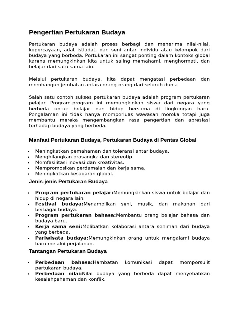 Pengertian Pertukaran Budaya | PDF