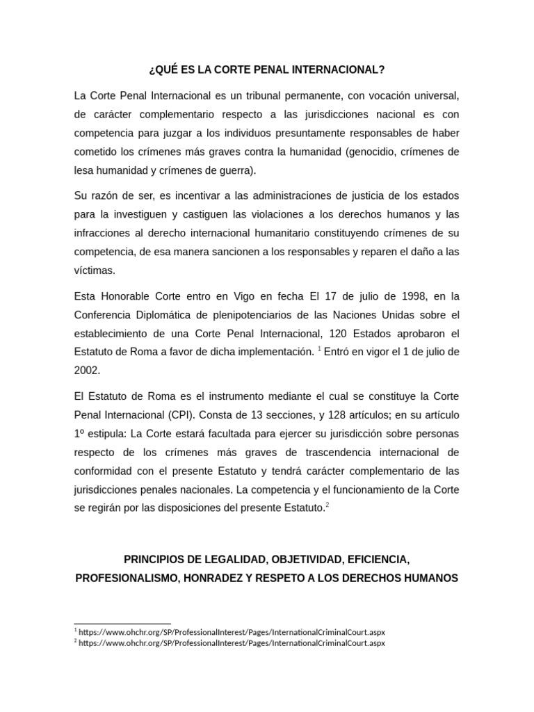 Qué Es La Corte Penal Internacional | PDF | Corte Criminal ...